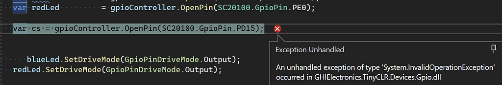 FEZ Duino - Pin Exception - WiFi CS PD15 - TinyCLR OS - GHI Electronics' Forums